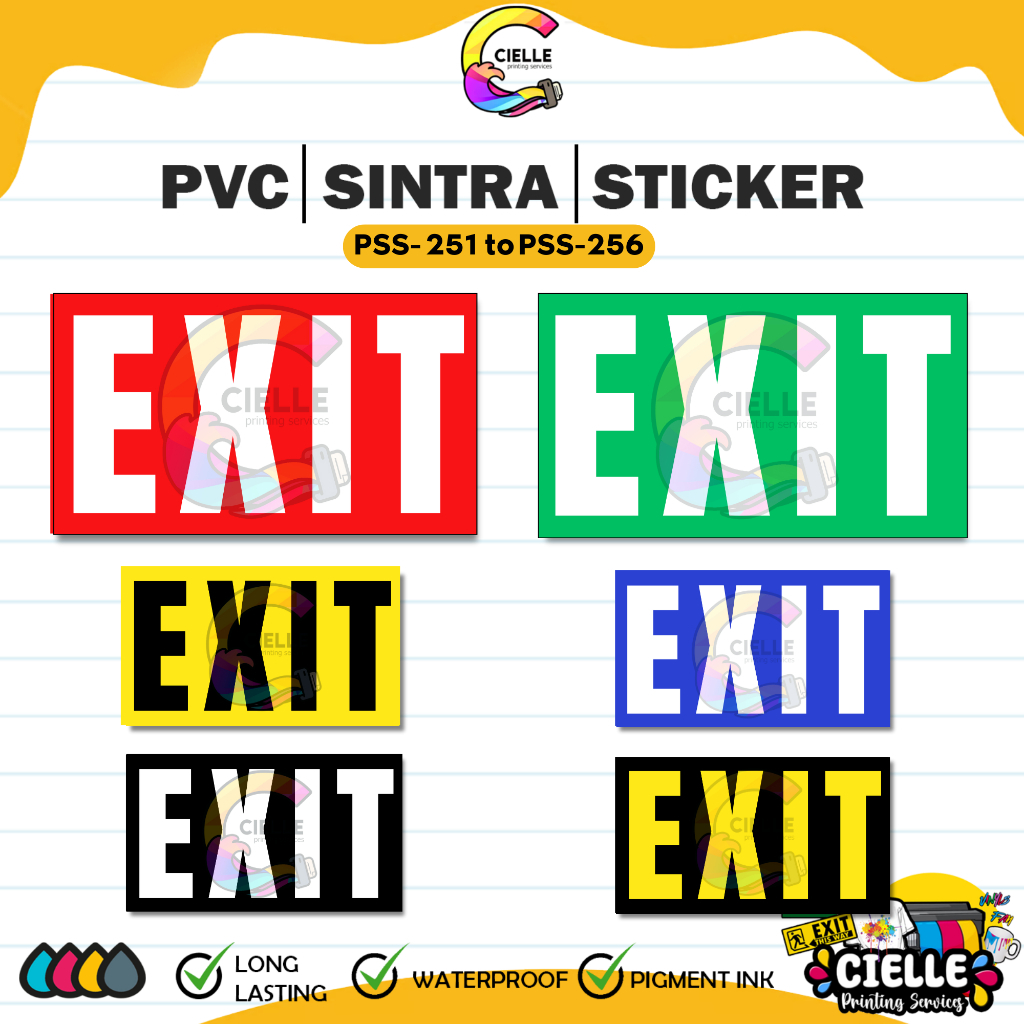 PVC │ SINTRA │ STICKER SIGNAGES (PSS-251 to PSS-256) - EXIT SIGNAGE for ...