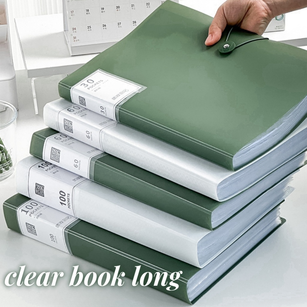 Clear Book Long Folder File Organizer Presentation Book 30/60/80/100 ...