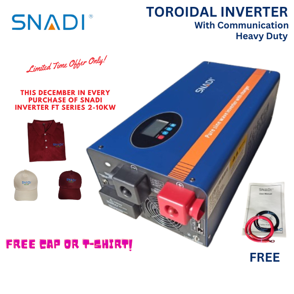 SNADI Solar Pure Sine Wave Toroidal Inverter 24V 5kW Adjustable LVD/HVR ...