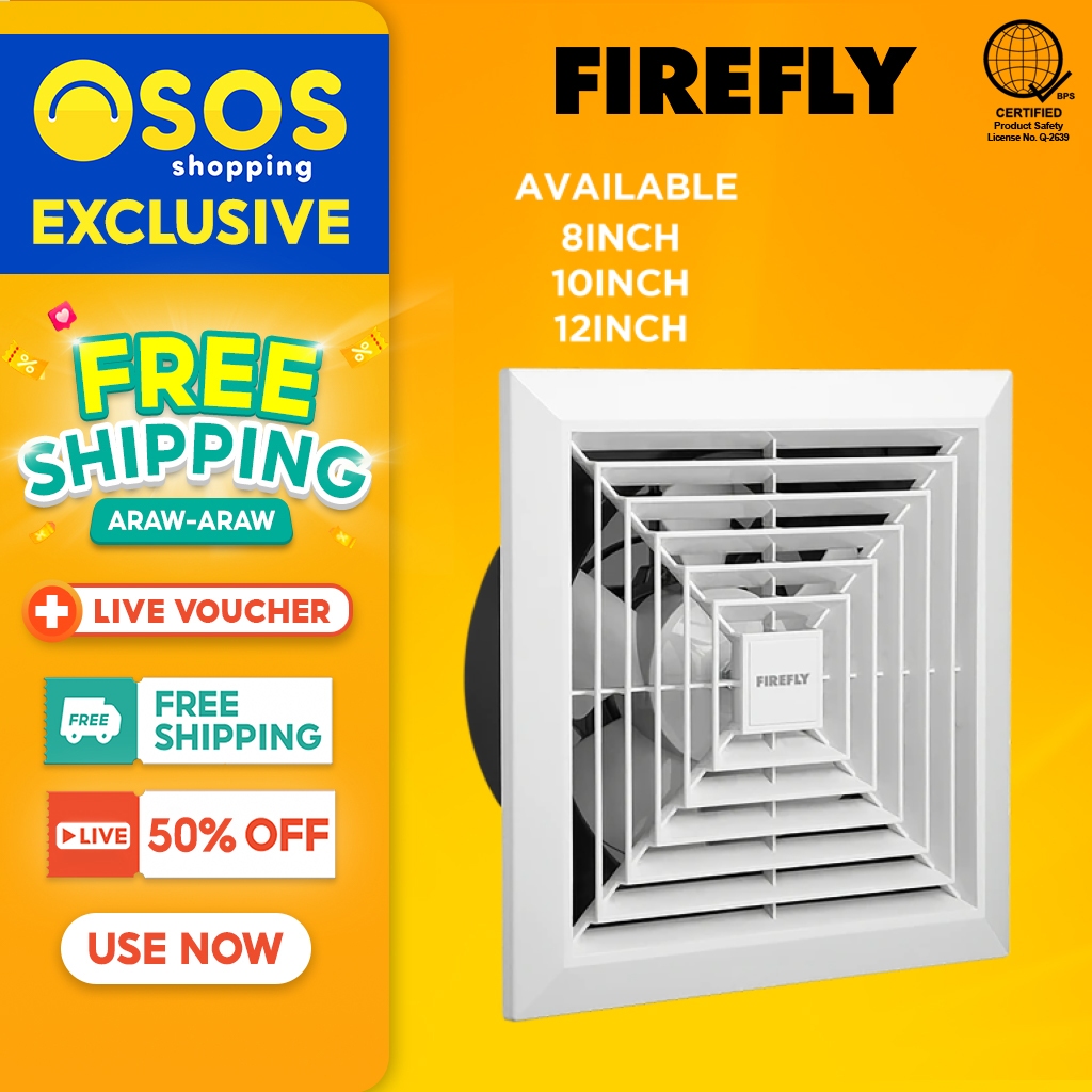 FIREFLY 8 Inch / 10 Inch / 12 Inch Ceiling Mounted Exhaust Fan Wide ...
