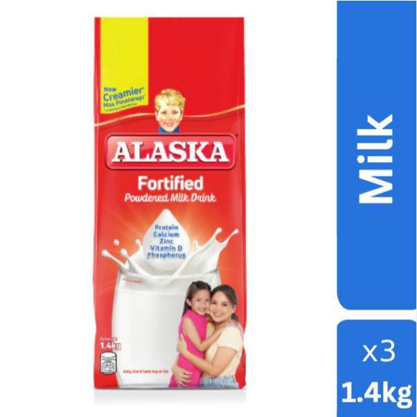 Alaska Fortified Powdered Milk Drink 1.4kg Bundle of 3 | Shopee Philippines