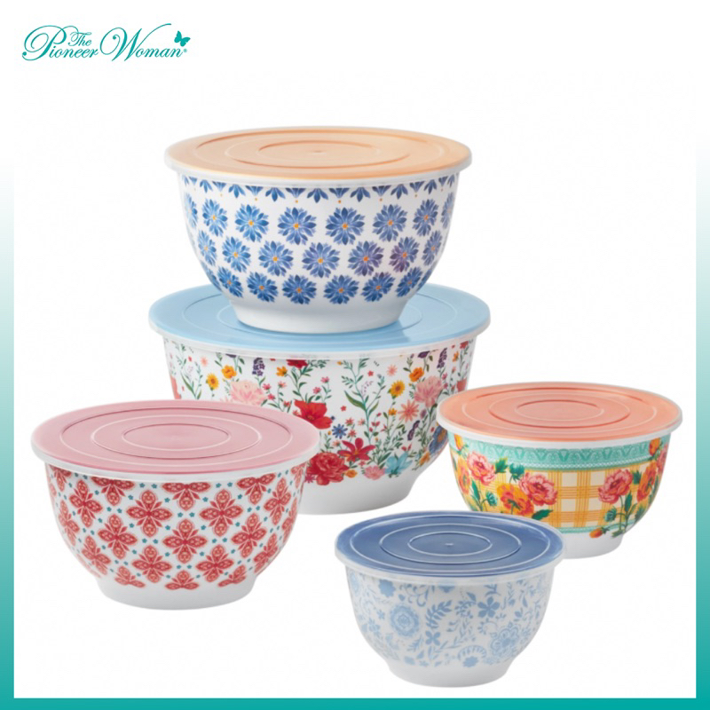 The Pioneer Woman Melamine Mixing Bowl Set, 10 Piece Set (Including ...