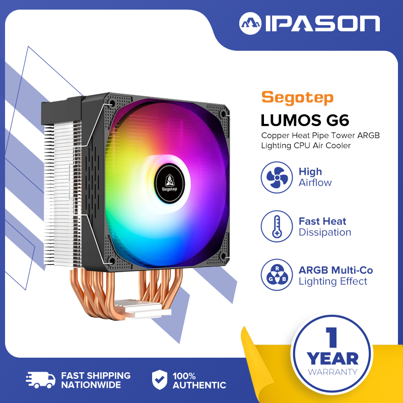 Segotep Lumos G6 Copper Heat Pipe Tower ARGB Lighting CPU Air Cooler ...