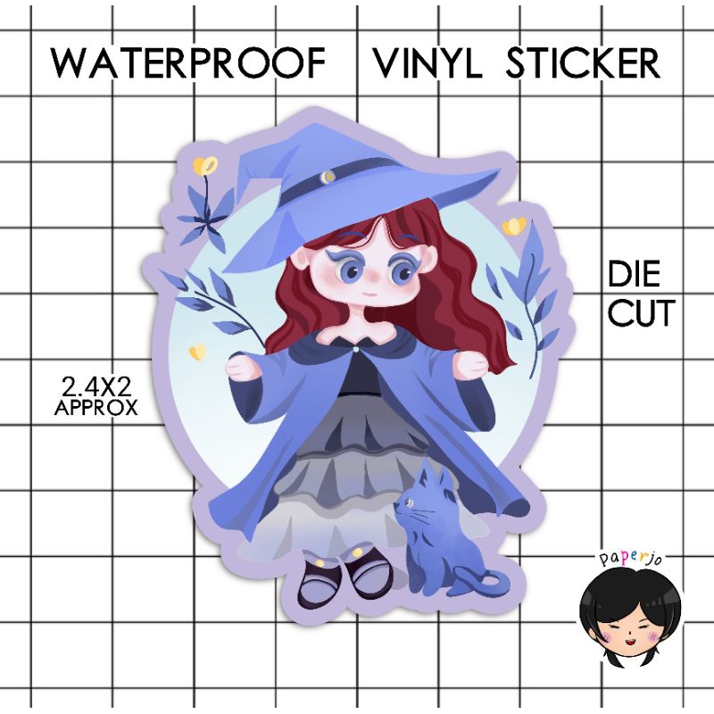 Cute chibi witch Die Cut waterproof vinyl sticker (VS002) | Shopee ...