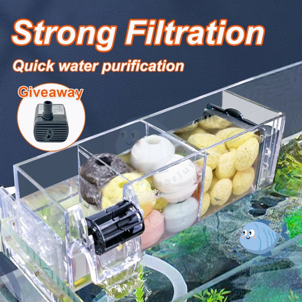 Aquarium Filter With Submersible Water Pump External Filter Box Sponge ...