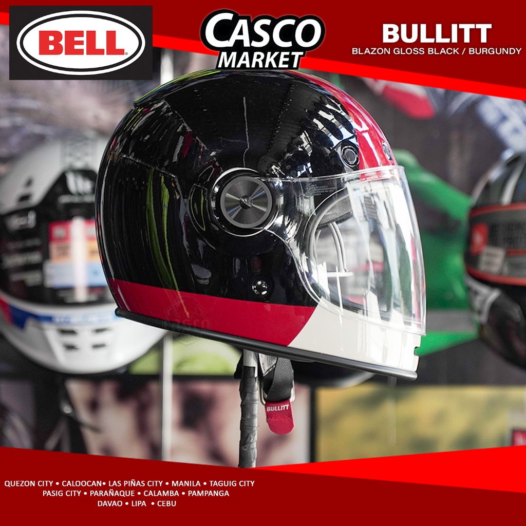 BELL BULLITT BLAZON BURGUNDY CLASSIC MODERN FULL FACE SINGLE VISOR ...