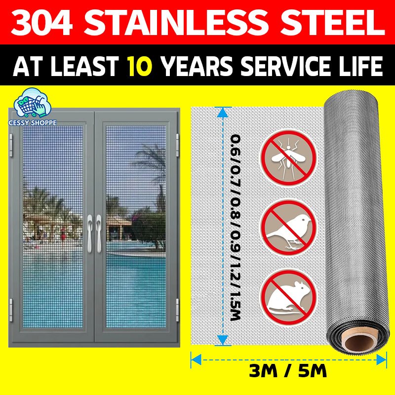 3m&5m/Roll Stainless Steel Windows Screen Invisible Screen Windows Mesh ...