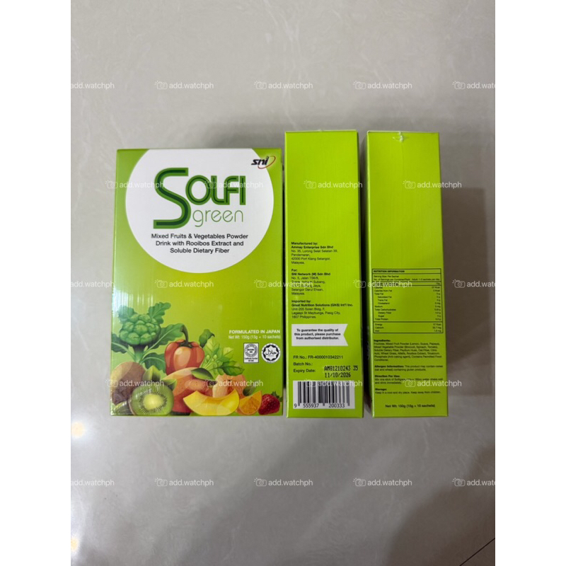 [w/o box] Solfi Green 10's Mixed Fruits & Vegetables Powder Drink With ...