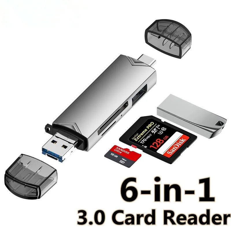 6 in 1 Otg Type C Card Reader USB 3.0 Micro Sd Mini Adapter TF USB ...