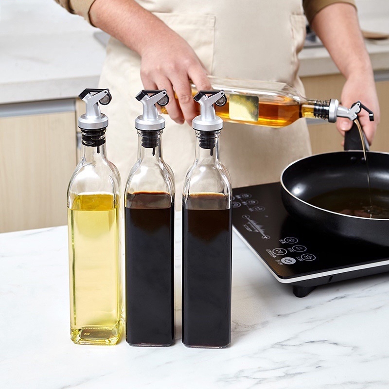 Oil Bottle Glass Condiments Bottle Glass Oil Dispenser Sauce Bottle ...