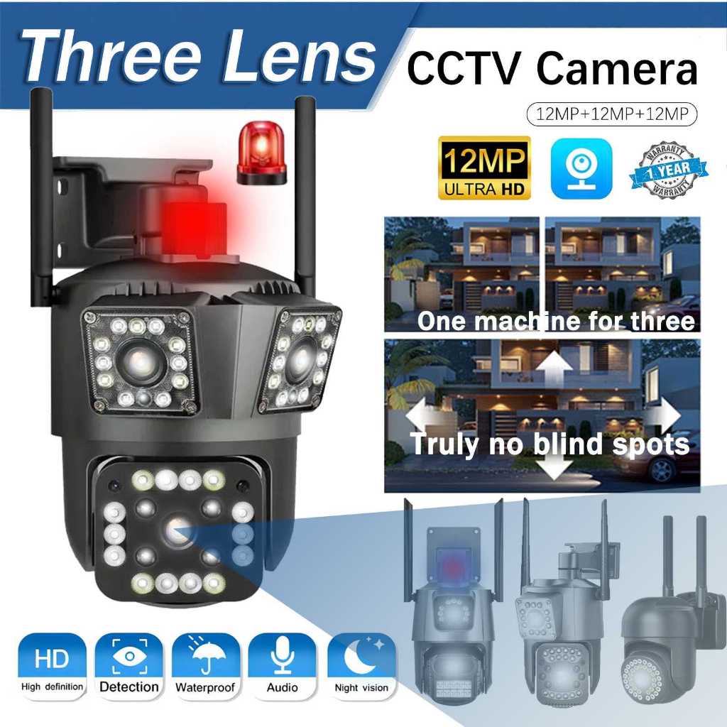 V380 Pro Three Lens CCTV Camera Outdoor 12MP 10X PZT No Wifi Needed ...