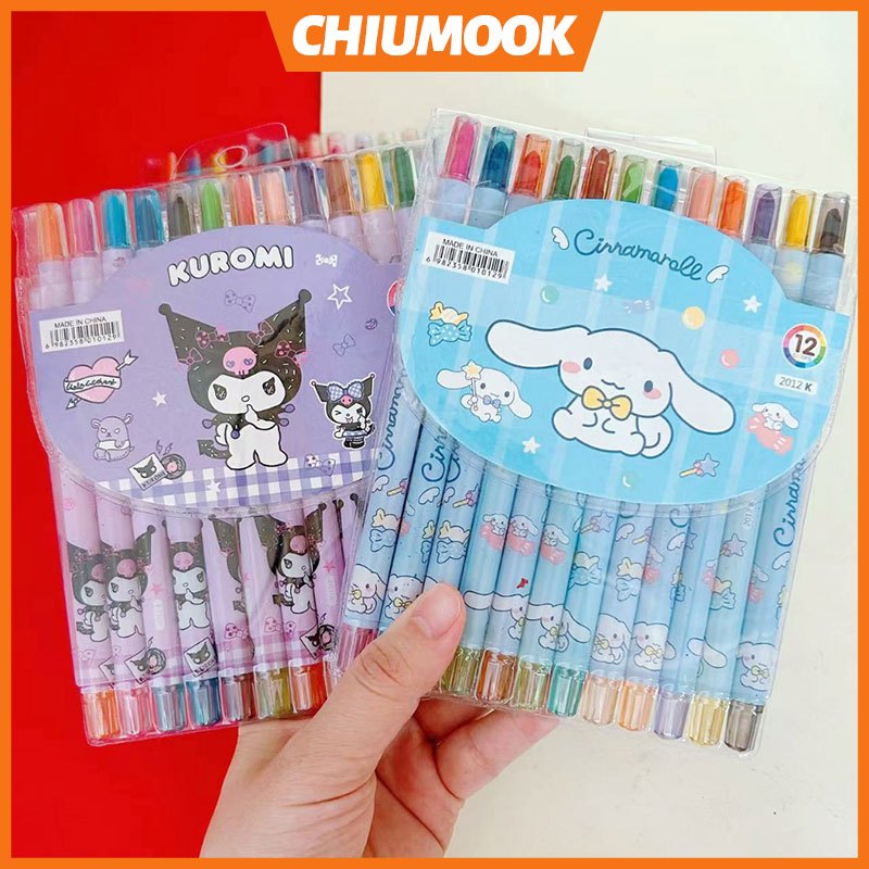 Sanrio 12 Colors Cute Character Long Twistable Rolling Crayon Best ...