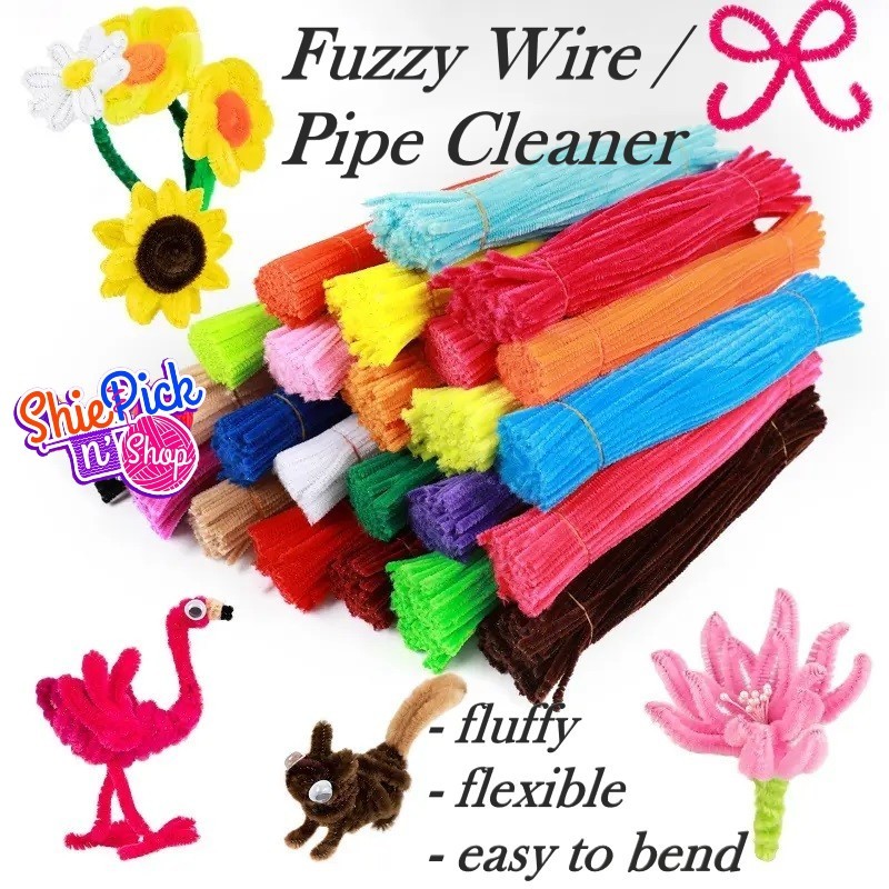 50pcs Chenille Stems DIY Craft Fluffy Pipe Cleaner Crafts Fuzzy Wire ...