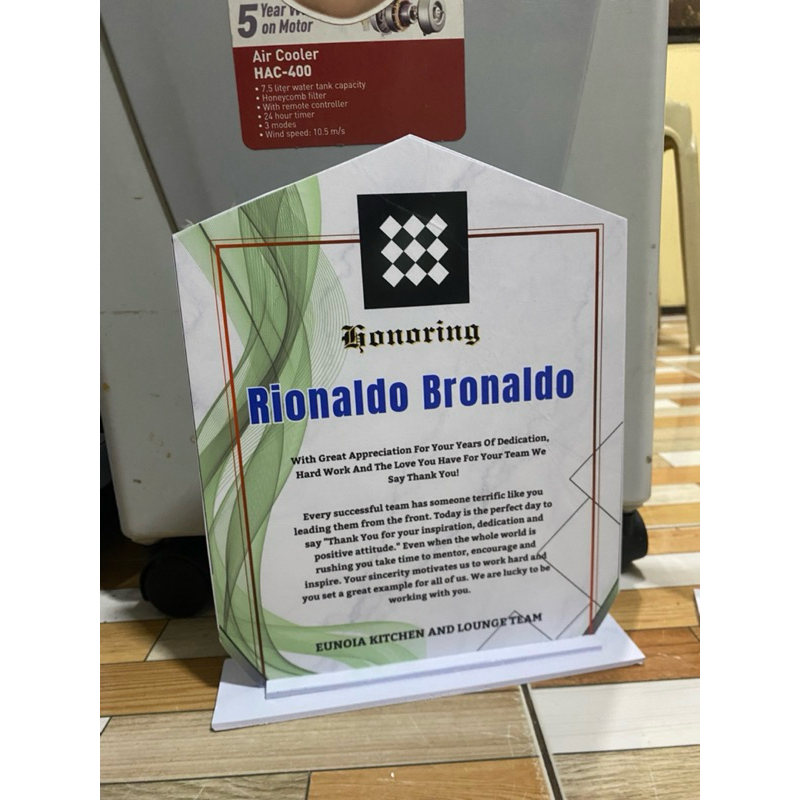 CUSTOMIZED SINTRA PLAQUE (SINTRA PO, NOT GLASS!) | Shopee Philippines