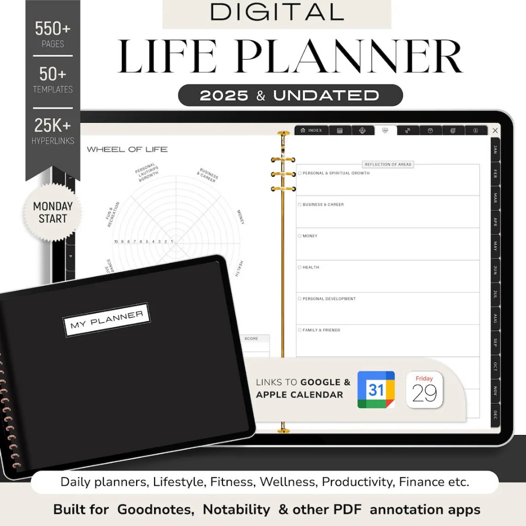 Digital Planner, Digital Planner 2025, All-in-One Digital Planner 2025 ...