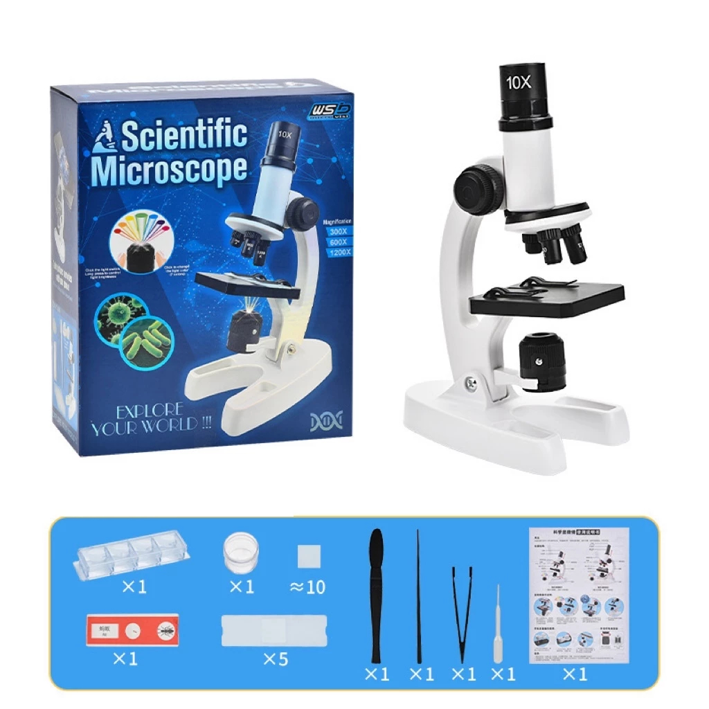Biological microscope LED light 300/600/1200X children's experimental ...