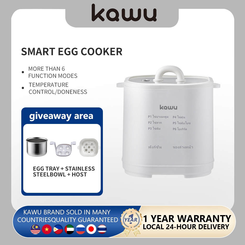 KAWU Egg Boiler Electric Steamer Breakfast Maker Streamer Auto Shut Off ...