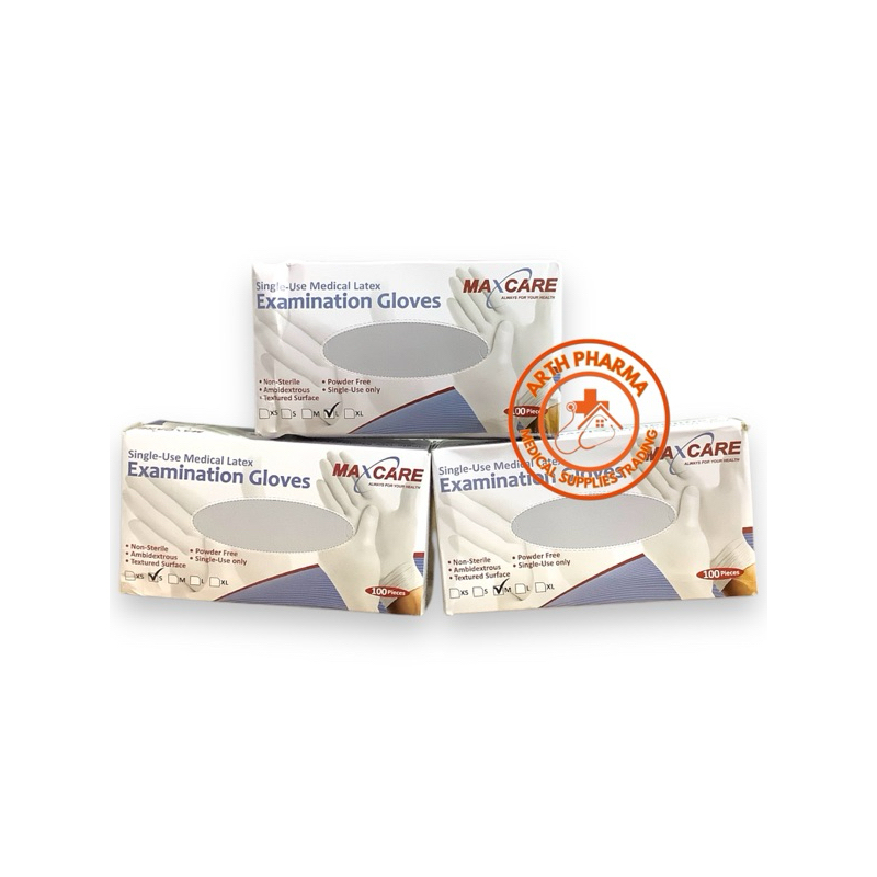 MAXCARE LATEX EXAMINATION GLOVES 100’s per Box | Shopee Philippines
