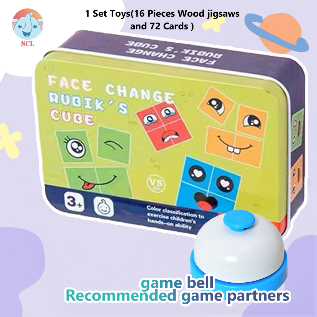 Wooden Face-Changing educational Magic Cube Building Blocks Game puzzle ...
