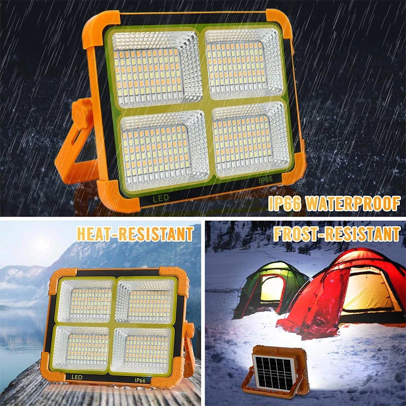 Solar Emergency Lights Rechargeable Flashlight LED Flood Light Outdoor ...