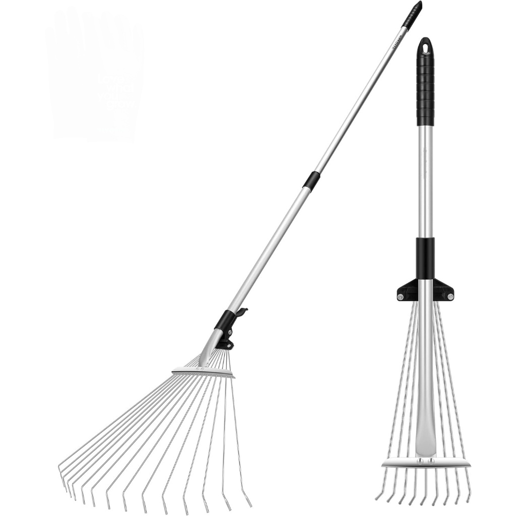 Adjustable Metal Leaf Rake,Collapsible Telescopic Rake for Garden,Yard ...