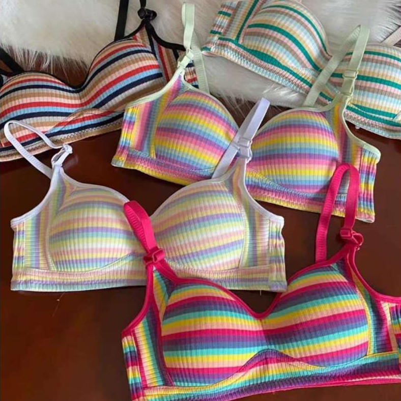 LSJ dopamine vegetable striped suspender bra slim back style | Shopee ...