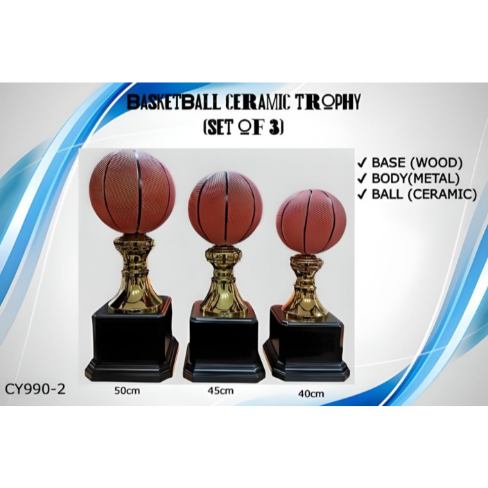 BASKETBALL CERAMIC (TROPHY SET OF 3)HEIGHT 50CM/45CM/40(CY990-2 ...