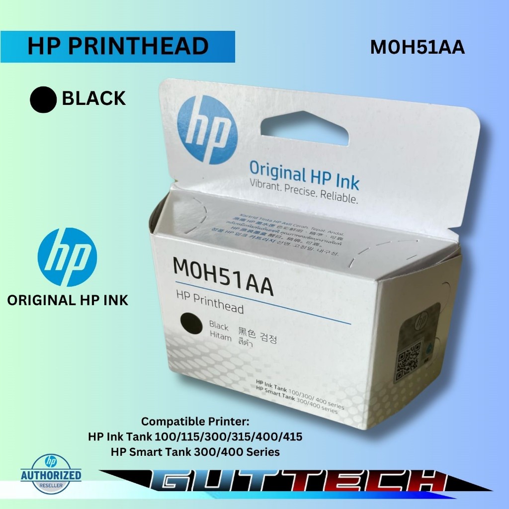 HP Printhead M0H51AA BLACK For HP Smart Tank 100/300/400 Series and Ink Tank 300/400 Series ...