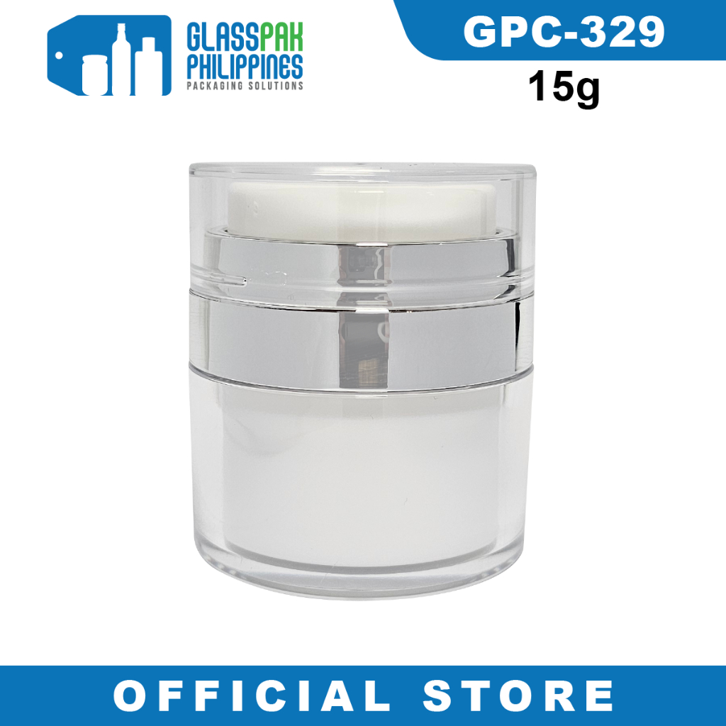 Glasspak 15g 30g 50g 100g Airless Cream Bottle Empty Clear Color White ...