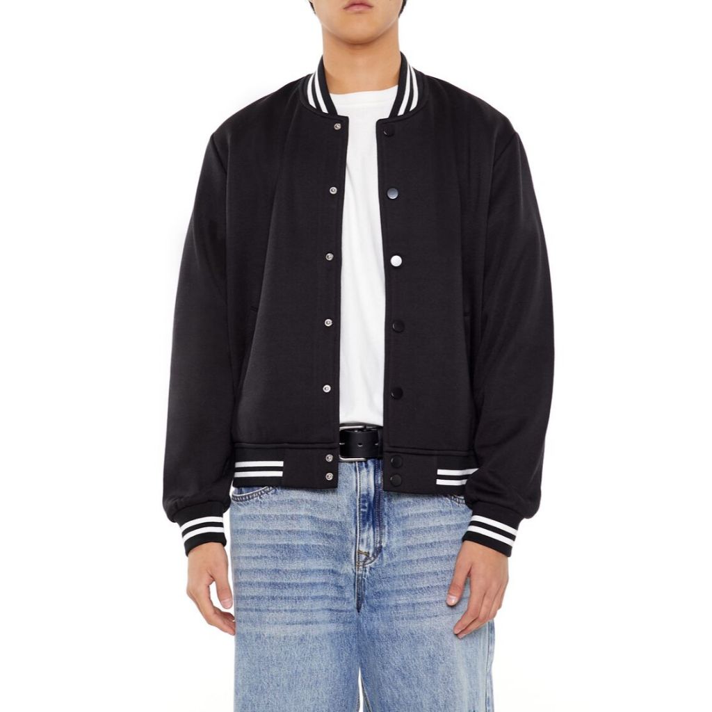 Forever 21 Men's Varsity-Striped Bomber Jacket | Shopee Philippines