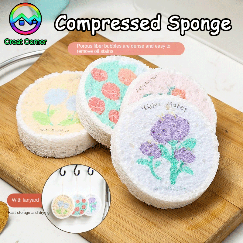 Compressed Wood Pulp Magic Sponge Dishwashing Sponge Kitchen Cleaning ...