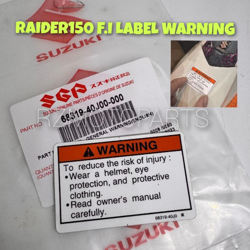 RAIDER150 F.I LABEL WARNING (SGP) | Shopee Philippines