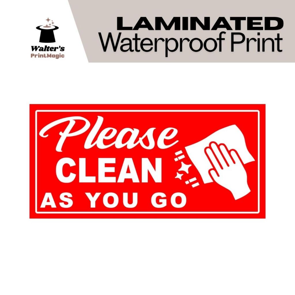 Clean As You Go Claygo Clay Go Signage for Canteen Pantry | A4 ...