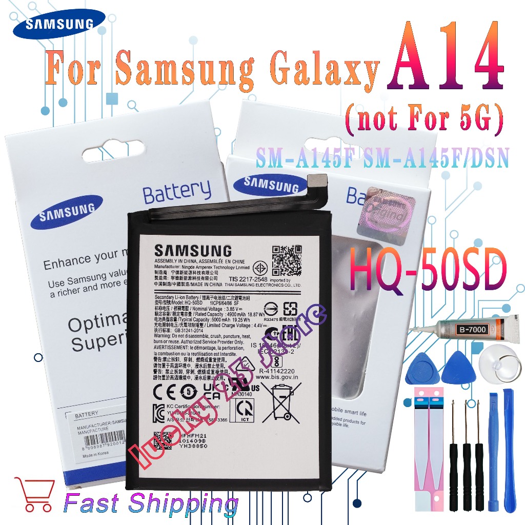 HQ-50SD 4900/5000mAh Battery For Samsung Galaxy A14 SM-A145F SM-A145F ...