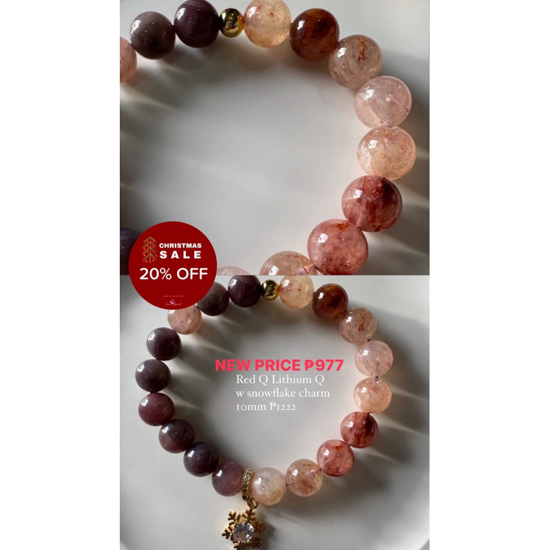RED QUARTZ LITHIUM QUARTZ W SNOWFLAKE CHARM CRYSTAL BRACELET | Shopee ...