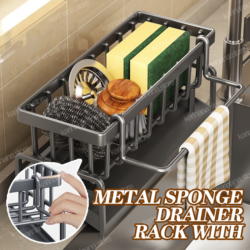Sponge Drainer Rack With Towl Holder Kitchen Sink Organizer Rack ...