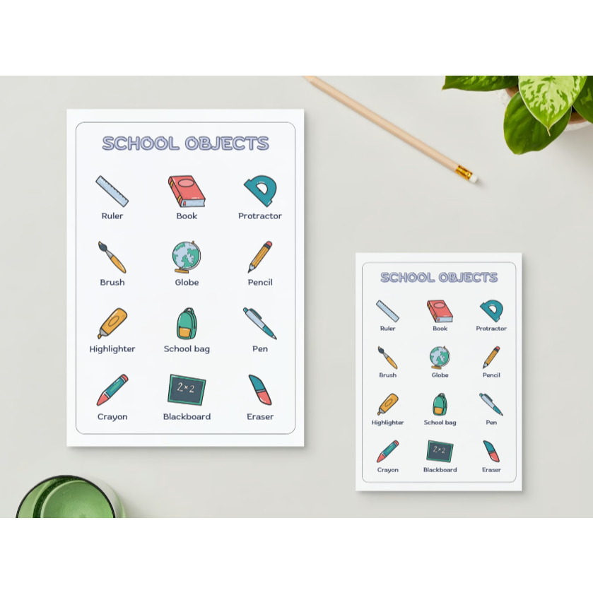 School Objects Chart for Kids – Laminated A4 Educational Tool | Shopee ...