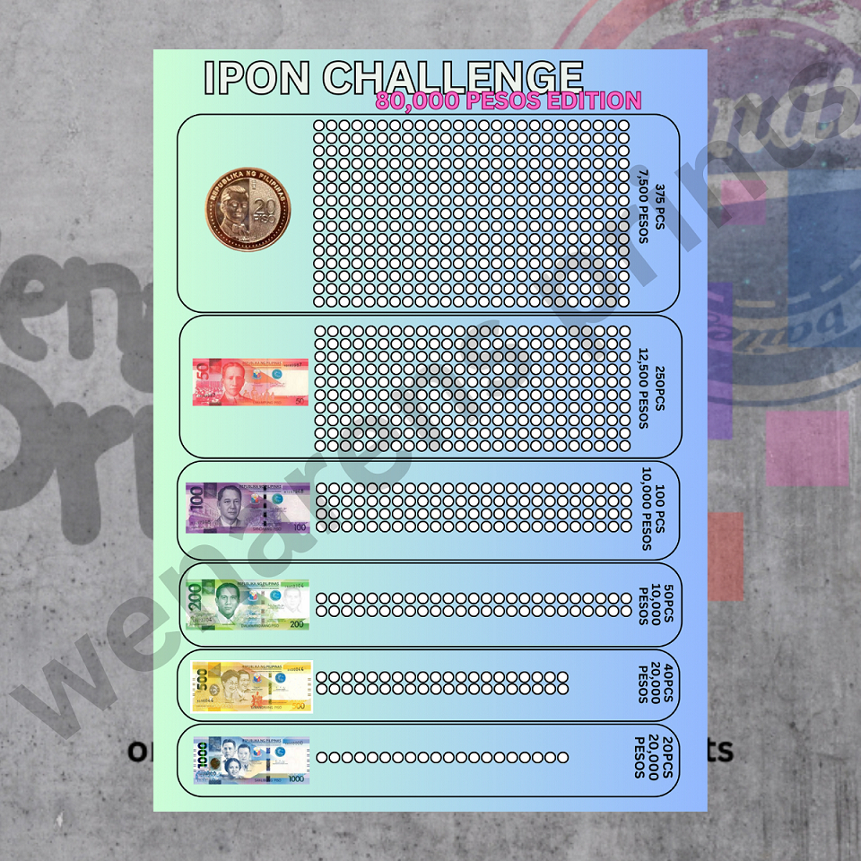 IPON MONEY PESO PISO SENSE CHALLENGE STICKER A4 SIZE | Shopee Philippines