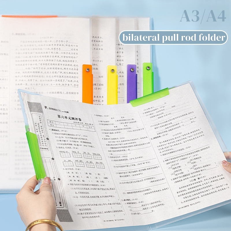A3/A4 Folder File Organizer Transparent Double Clip Folder Exam Paper ...