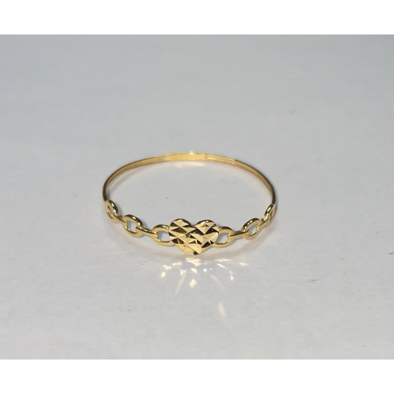 PAWNABLE 18K Saudi Gold Lightweight Heart Dia Cut with Chain Ring(Thin ...