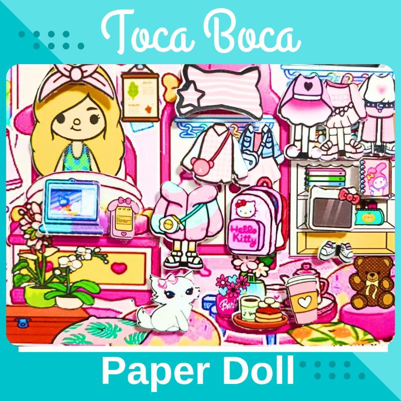 Toca boca paper doll hk pink laminated with velcro educational | Shopee ...