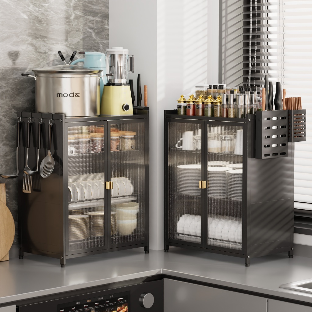 Kitchen carbon steel rack dustproof storage cabinet dish cabinet rack ...