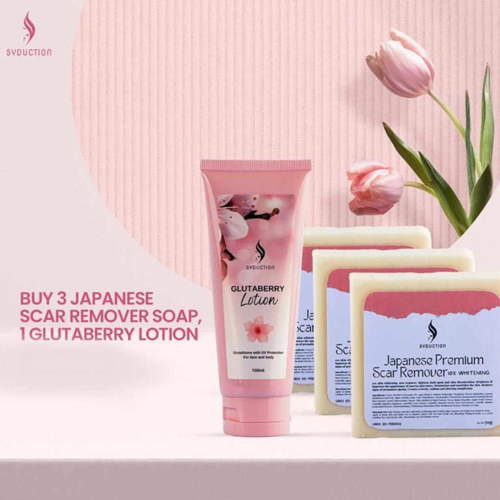 Buy 3 Japanese Scar Remover Soap and 1 Glutaberry Lotion | Shopee ...