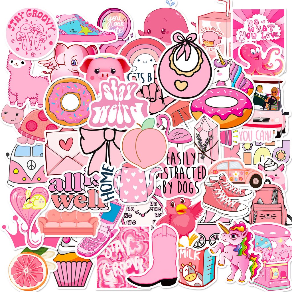 50pcs Pink Theme sticker set Waterproof Removable Cute stickers phone ...