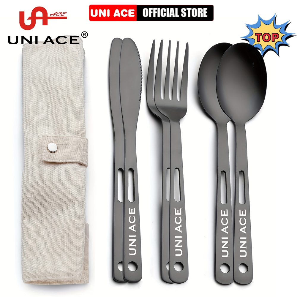6pcs Stainless Steel Camping Cutlery Set-Knife,Fork,Spoon-Travel Flatware for Outdoor Picnic ...