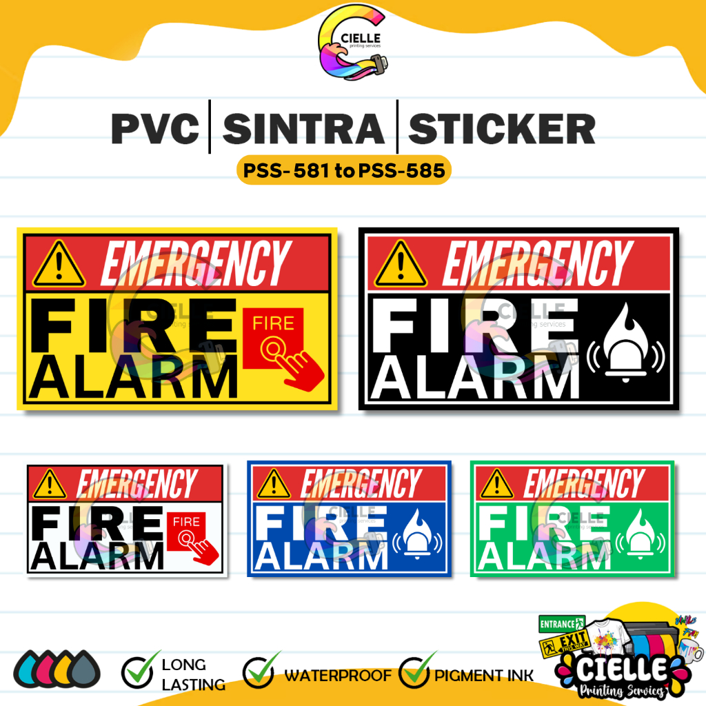 PVC │ SINTRA │ STICKER SIGNAGES (PSS-581 to PSS-585) - FIRE ALARM ...