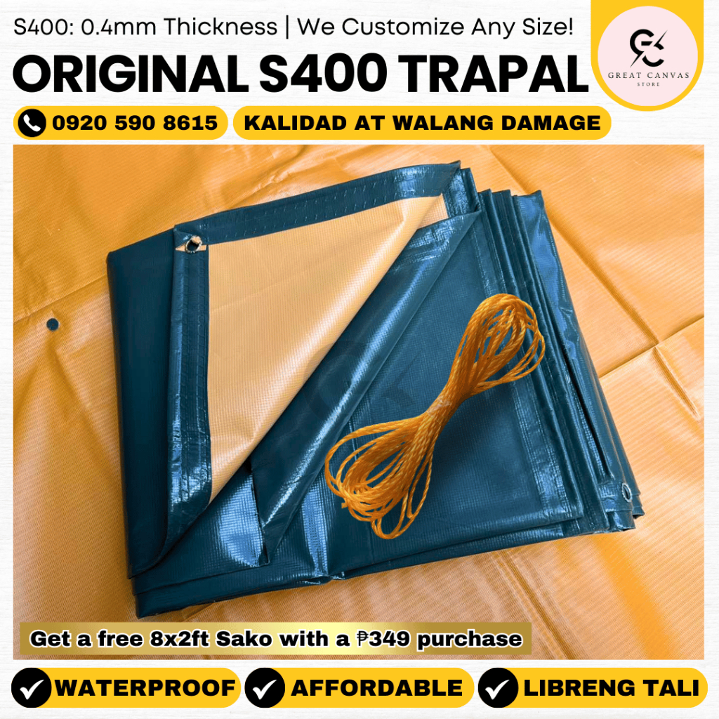 4x6 6x5 6x6 6x7 6x8 FEET S400 Heavy duty waterproof tolda Tarp Canvas ...