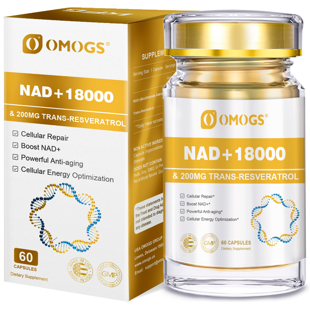 OMOGS NAD+ 300 mg + Trans-Resveratrol 200 mg, Pure NAD Supplement, Max ...
