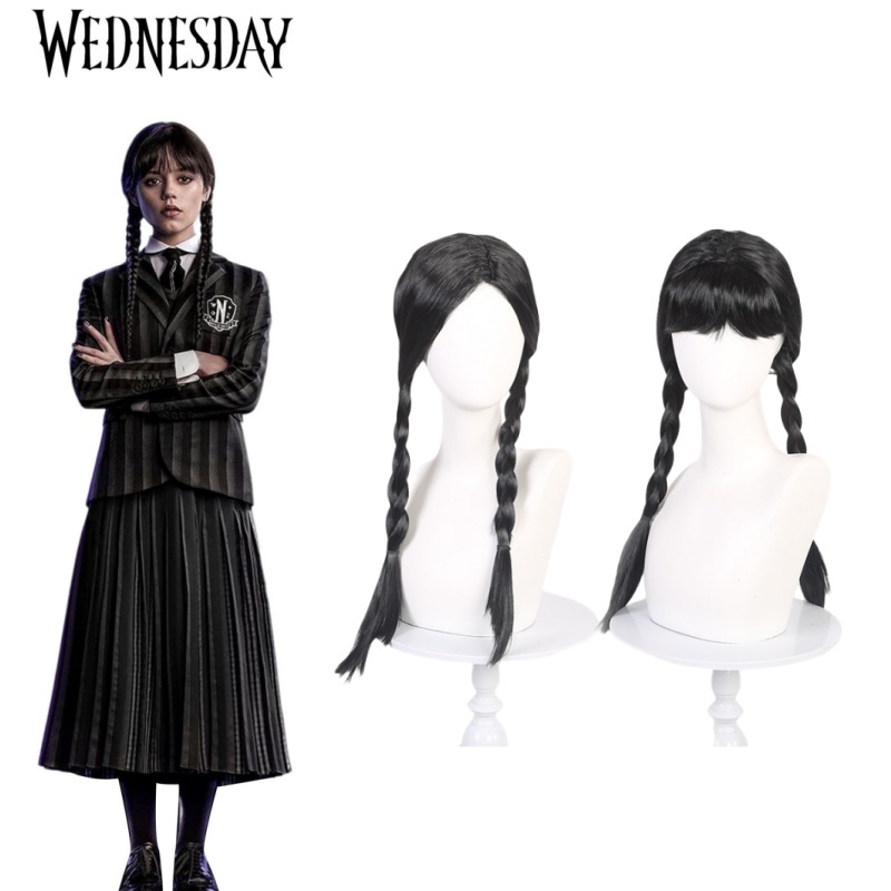 Wednesday Adams Wig Braids Animation Cosplay Wig High Temperature Silk