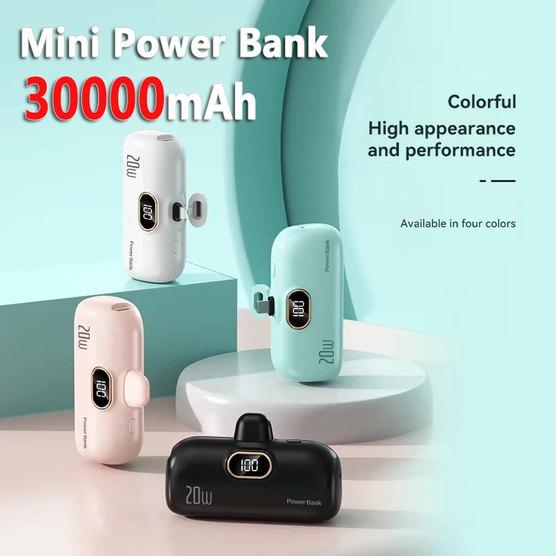 Mini Powerbank 30000mAh Type-C/iPh 20W Portable PowerBank Fast Charger ...